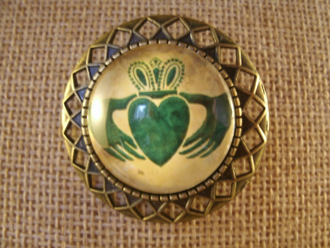Celtic Claddagh Ring Design Antique Bronze Brooch Irish Handmade ...