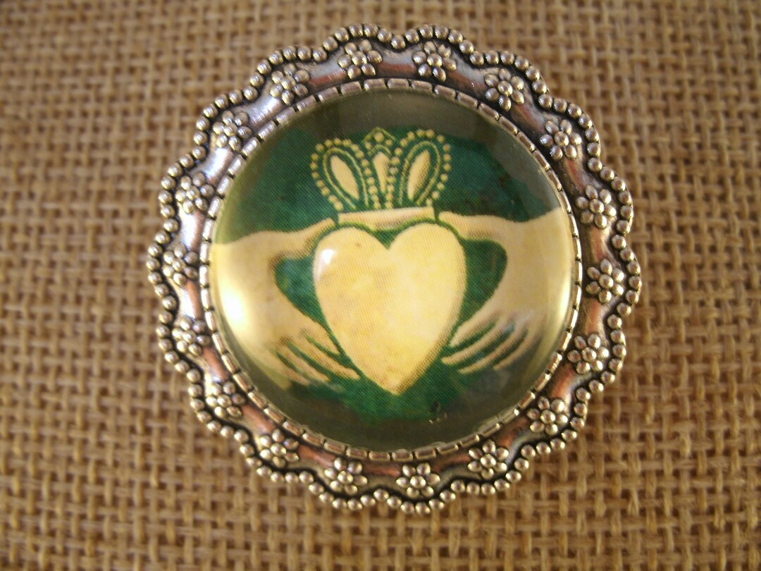 Celtic Claddagh Ring Design Antique Silver Brooch Irish Handmade ...