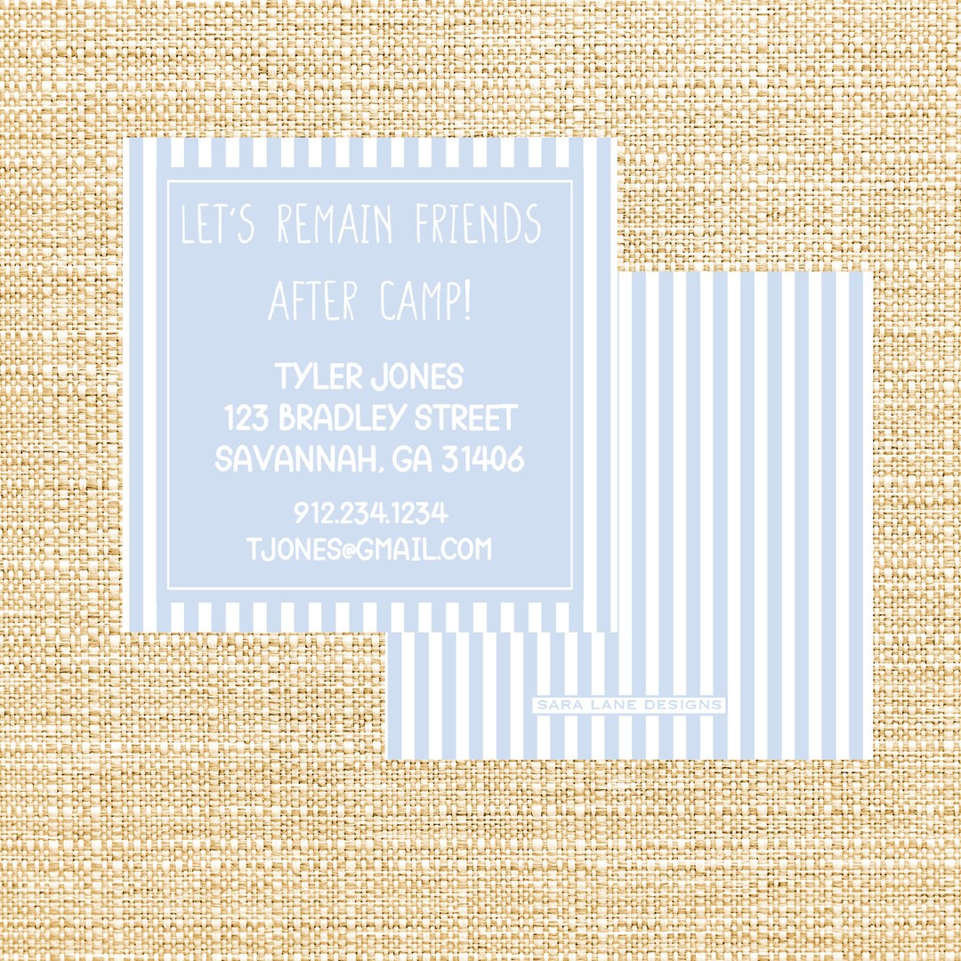 Camp Calling Card | Enclosure Card | Editable | Summer Camp | Instant ...