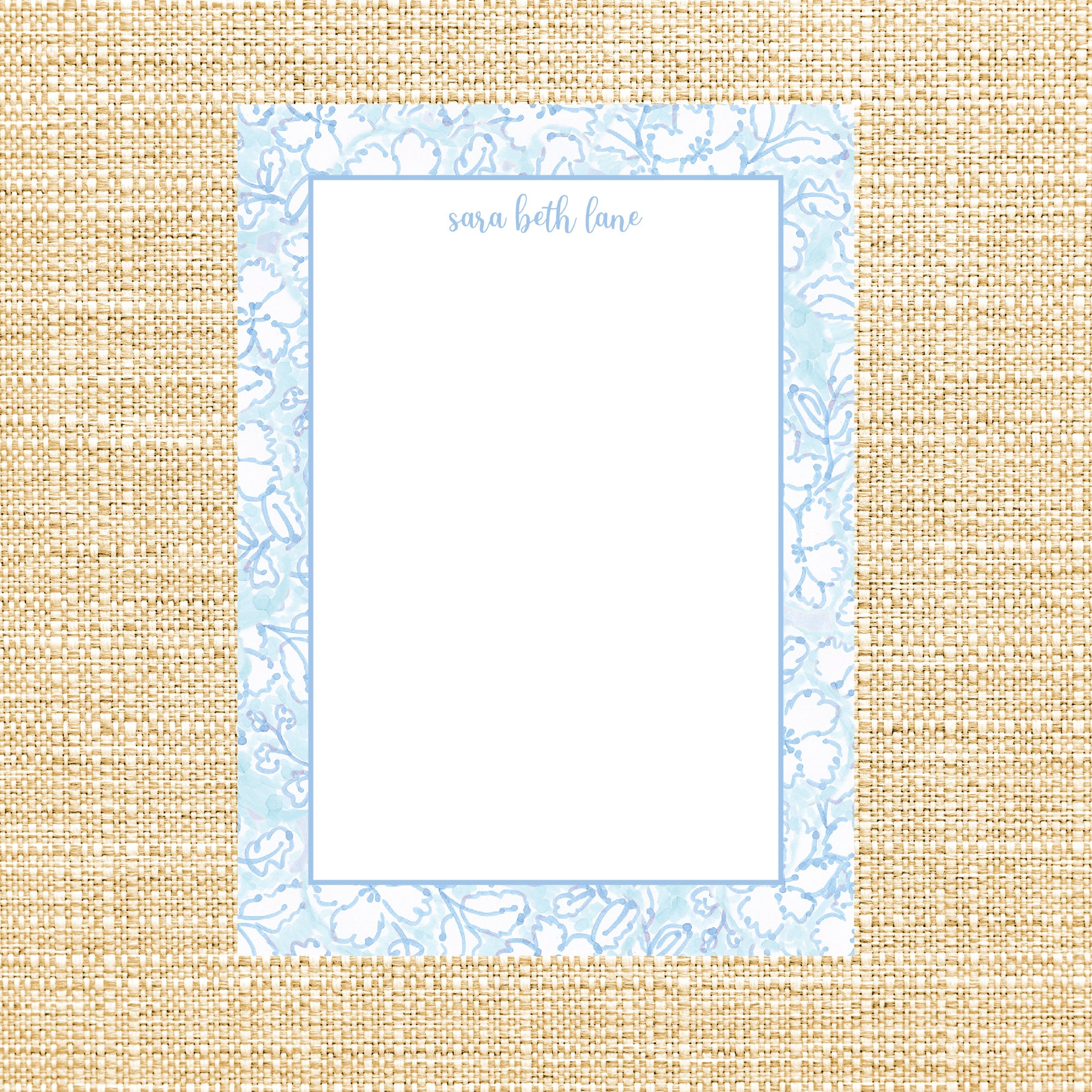 Blue Floral Notepad | 5x7 Notepad | Blue and White | 50-100 Pages ...