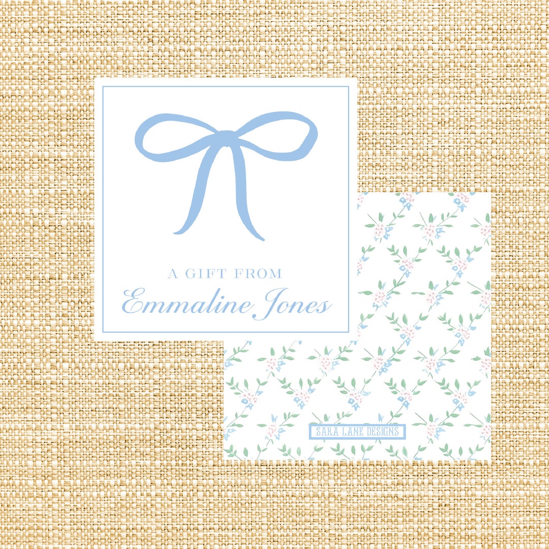 Blue Bow Gift Tag | Editable | Calling Card | Instant Download ...