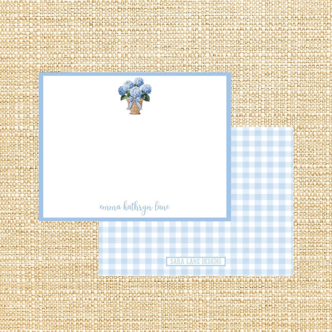 Blue Hydrangea Notecard | Instant Download | Printable Personalized ...