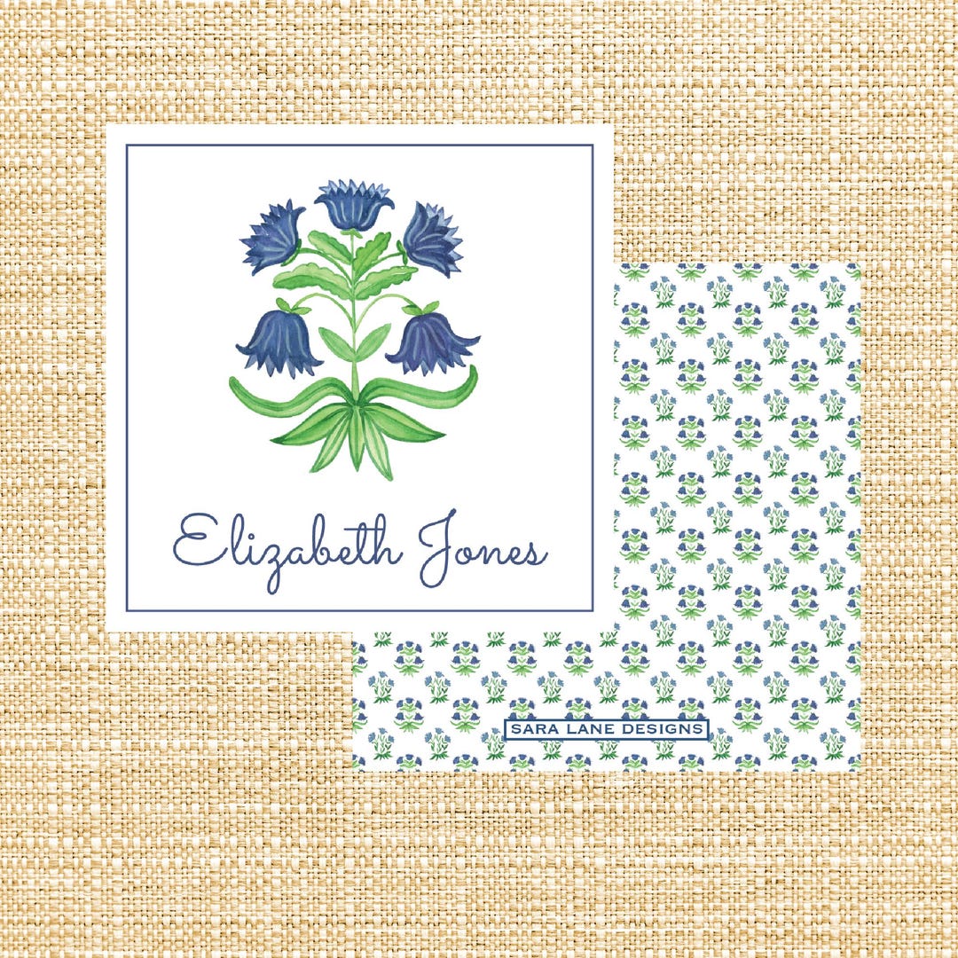 Blue Flower Enclosure Card | Calling Card | Instant Download ...