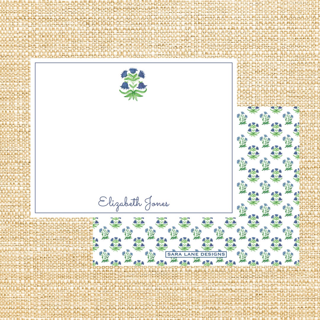 Blue Flower Notecard | Instant Download | Printable Personalized ...