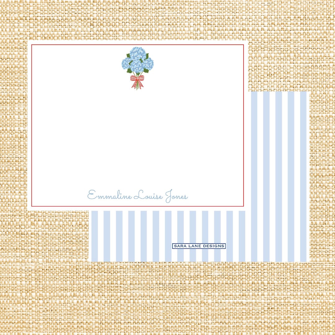 Hydrangea Bow Notecard | Instant Download | Printable Personalized ...
