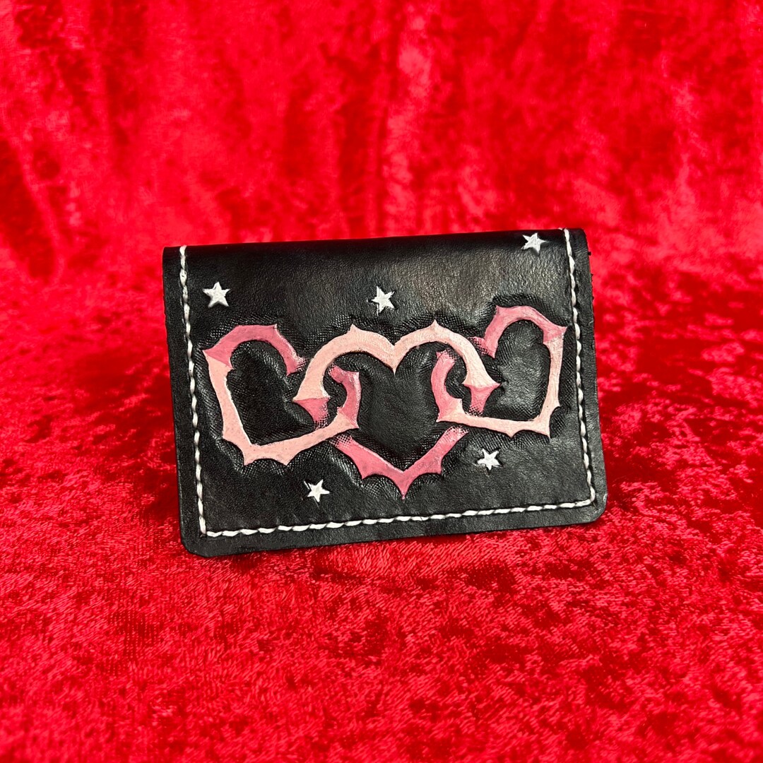 Spiked Heart Chain Card Wallet - Etsy