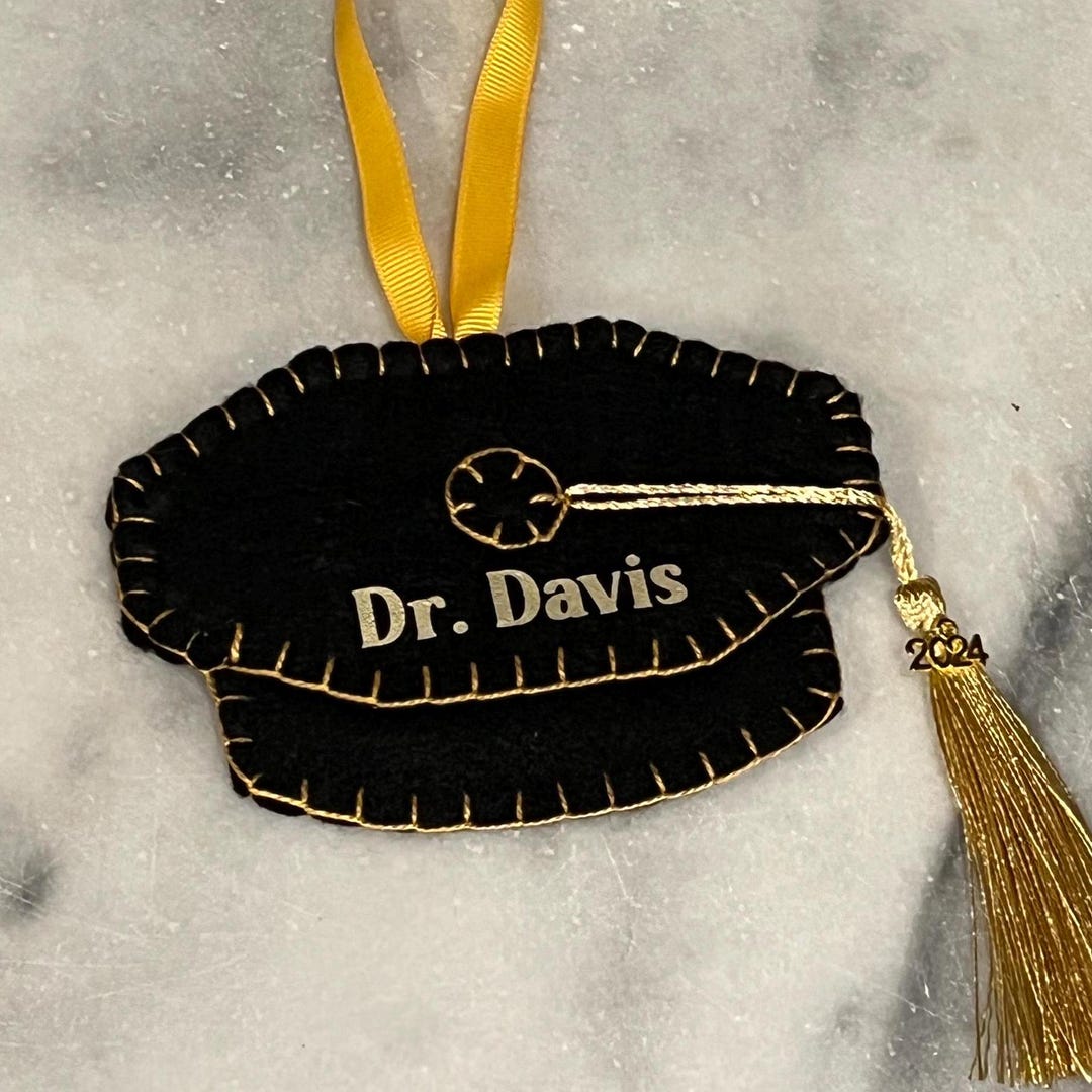 Personalized Graduation Tam Ornament: Black & Gold Masters/doctoral Cap ...