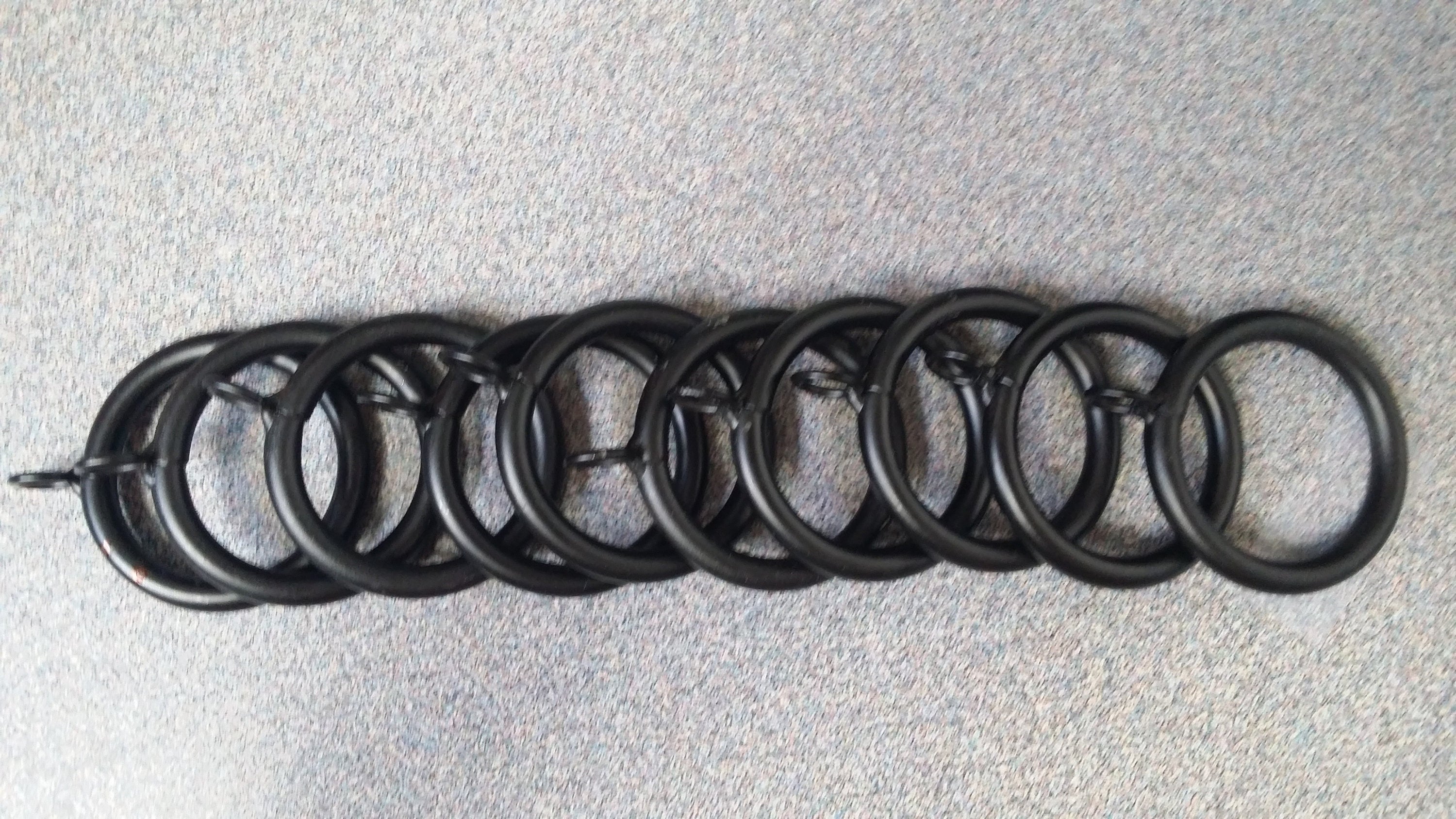 1-1/2" Black Curtain Drapery Metal Rings With Eyelet for 1" Rod - Pack ...