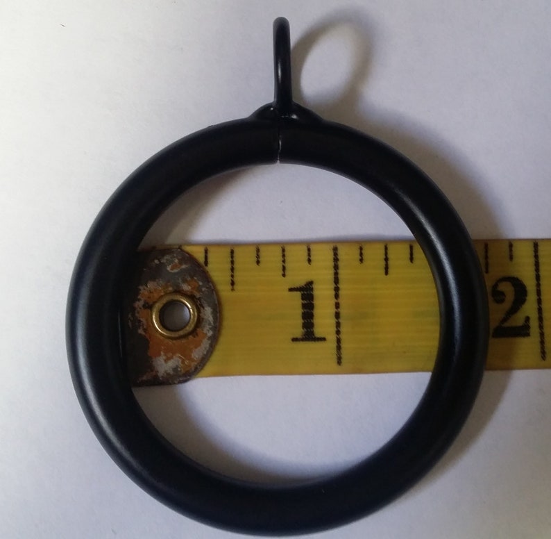 1-1/2" Black Curtain Drapery Metal Rings With Eyelet for 1" Rod - Pack ...