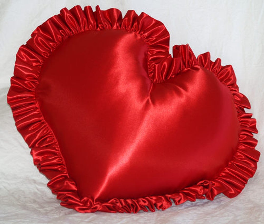 Bridal Satin Heart Pillow With Ruffles 16 - Etsy