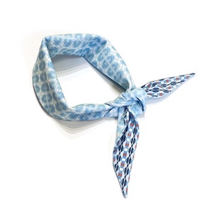 Aqua Blue Plaid Seersucker Neckerchief, Cotton Summer Scarf, Ascot ...