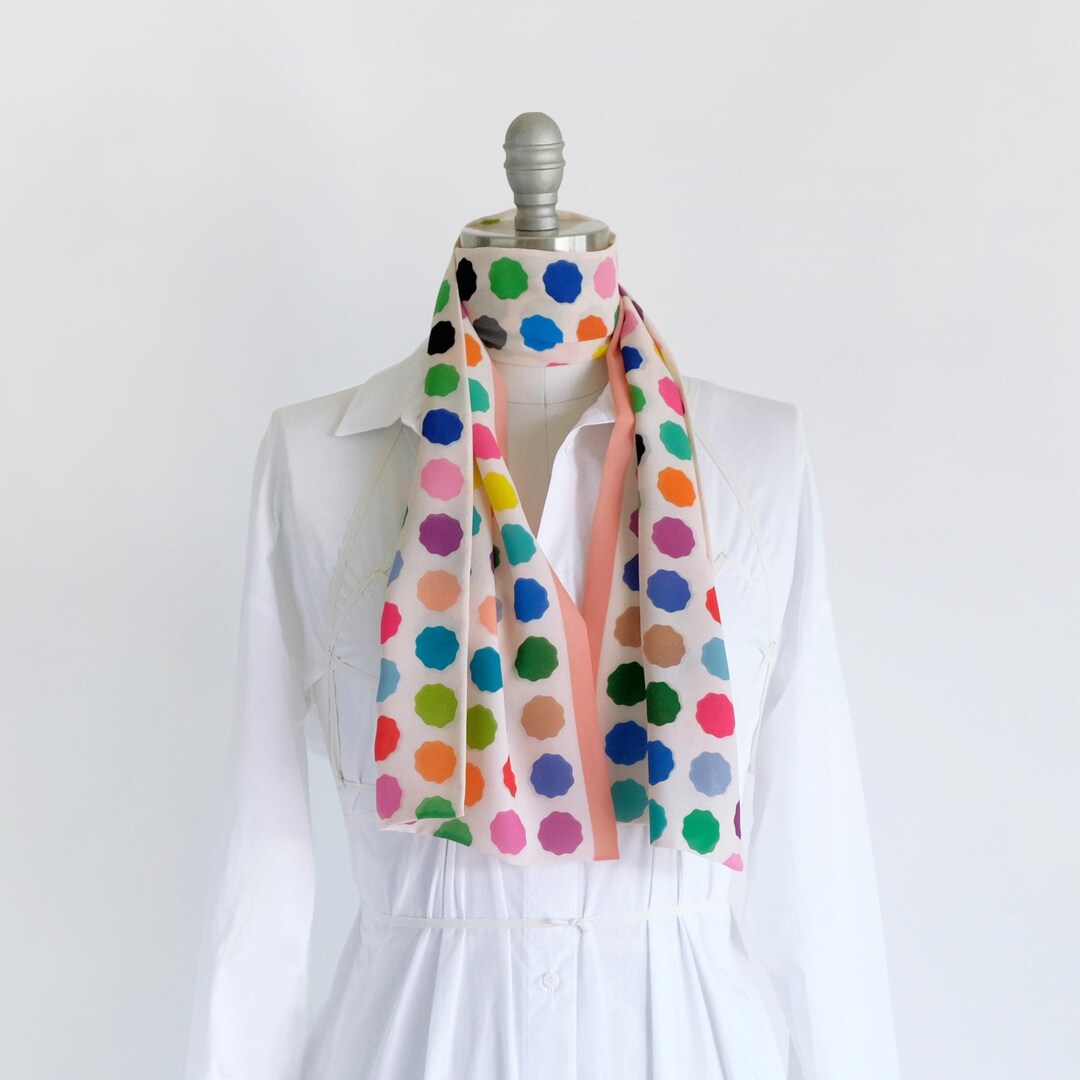 Colorful Dot Chiffon Scarf: Handmade Artist Bow Ascot - Etsy