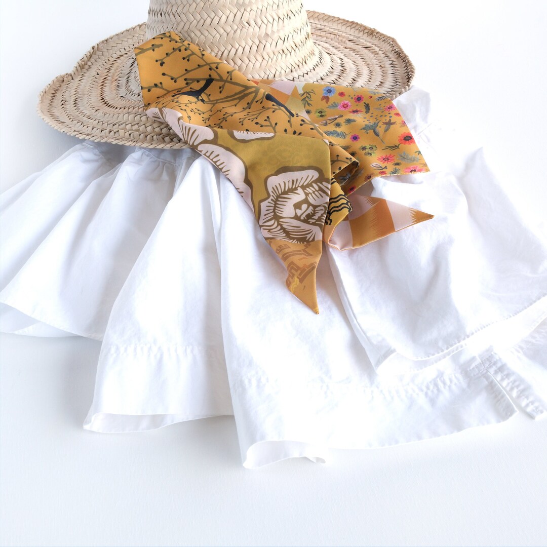 Sun Gold Patchwork Print Scarf, Triangle Bandana, Cowgirl Ascot Neckerchief, Mom Daughter Gift ...