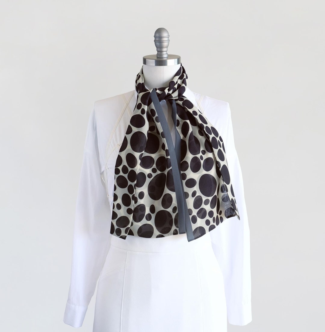 Black Dot Chiffon Scarf, Women's Professional Style, Bold Work Accent ...