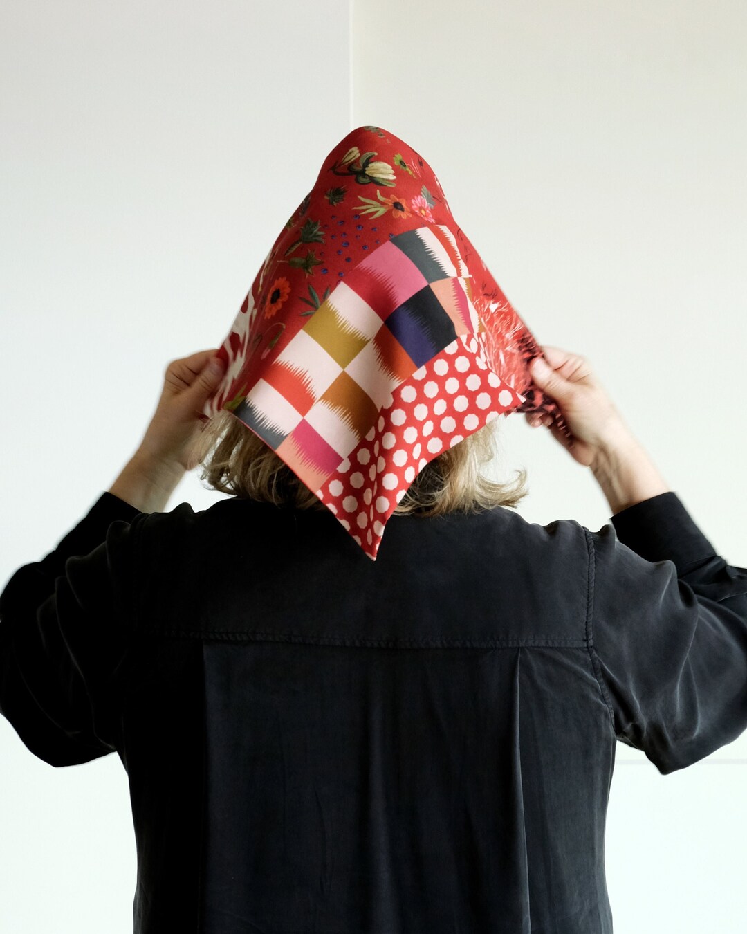 Red Patchwork Triangle Bandana Scarf: Cowgirl Neckerchief Hair Wrap - Etsy