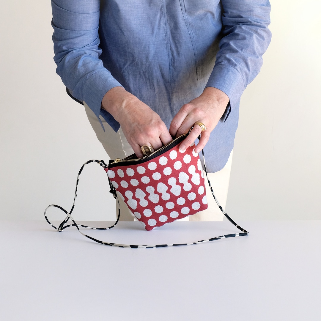 RESERVED for Lisa: Mini Crossbody Bag, Red Dot Small Purse, Top Zipper ...
