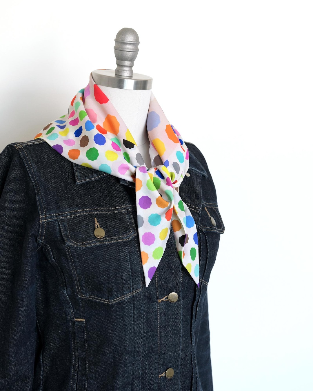 Artist Palette Color Dot Triangle Scarf, Stylish Work Accent, Statement Neck Scarf, Mod Chic ...