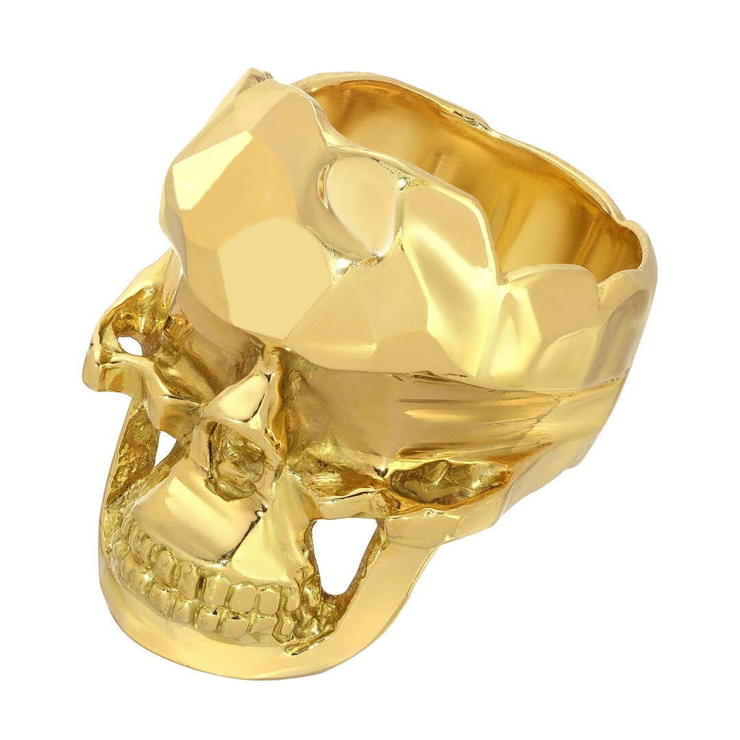 Hollywood 18k Solid Gold Skull Ring - Etsy