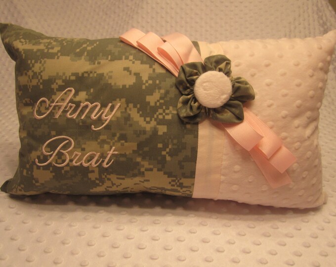 Ready to Ship ~ Army ACU "army Brat" Large Pillow With Flower and Bow ...