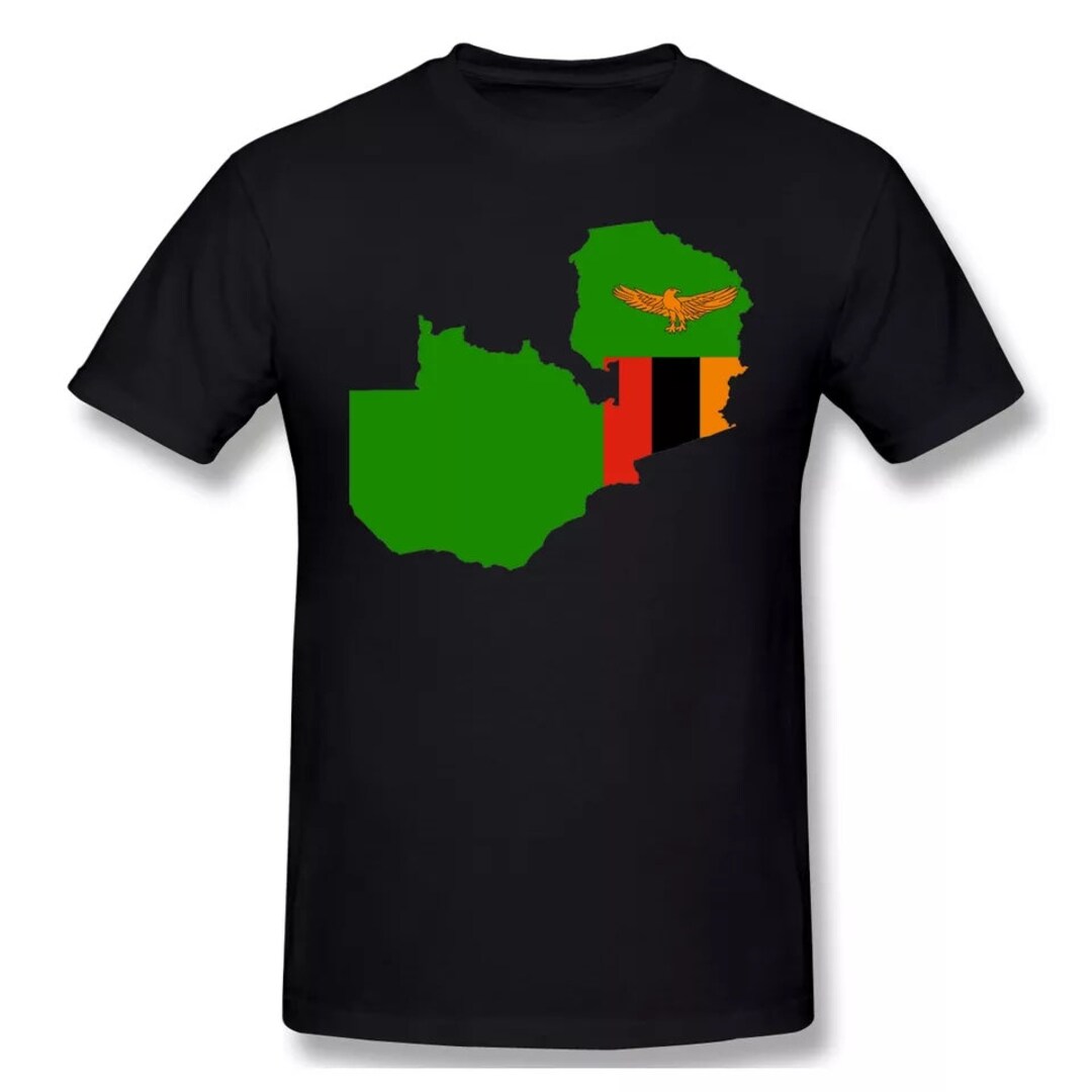 Zambia Map T-shirt in Flag Colors, Novelty T-shirt, Short Sleeve Tee ...