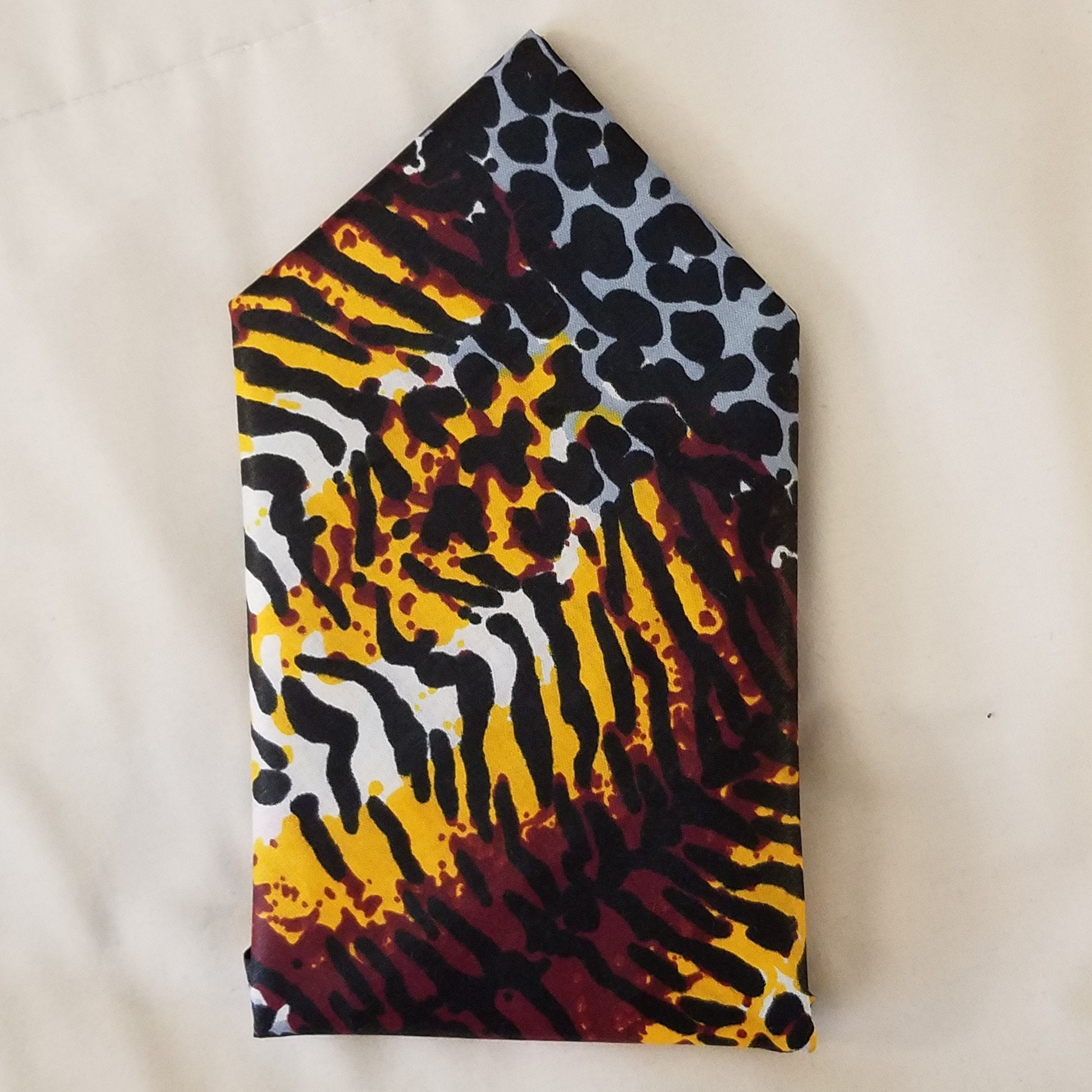 Kuwaha African Print Pocket Square, Animal Print