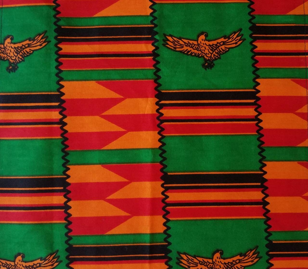 Kuwaha African Kente Print Pocket Square, Zambia Flag Colors