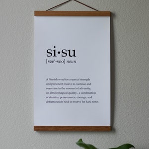 SISU Definition Poster With Magnetic Wood Hanger | 11" X 17" Paper ...