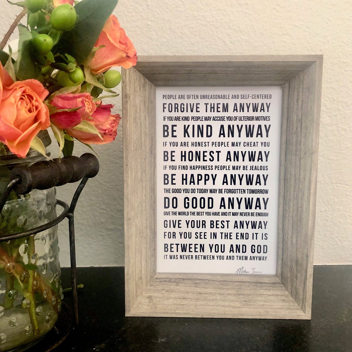 Do It Anyway Poem 4 X 6 PAPER PRINT Mother Teresa Quote | Etsy