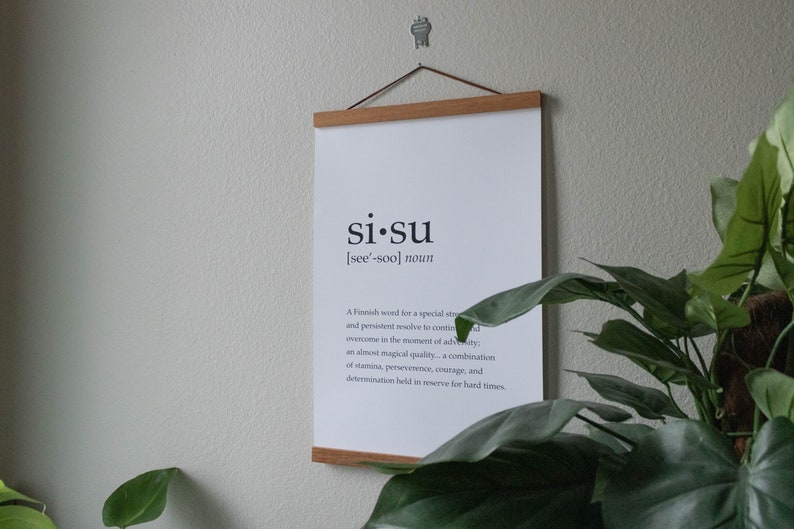 SISU Definition Poster With Magnetic Wood Hanger | 11" X 17" Paper ...