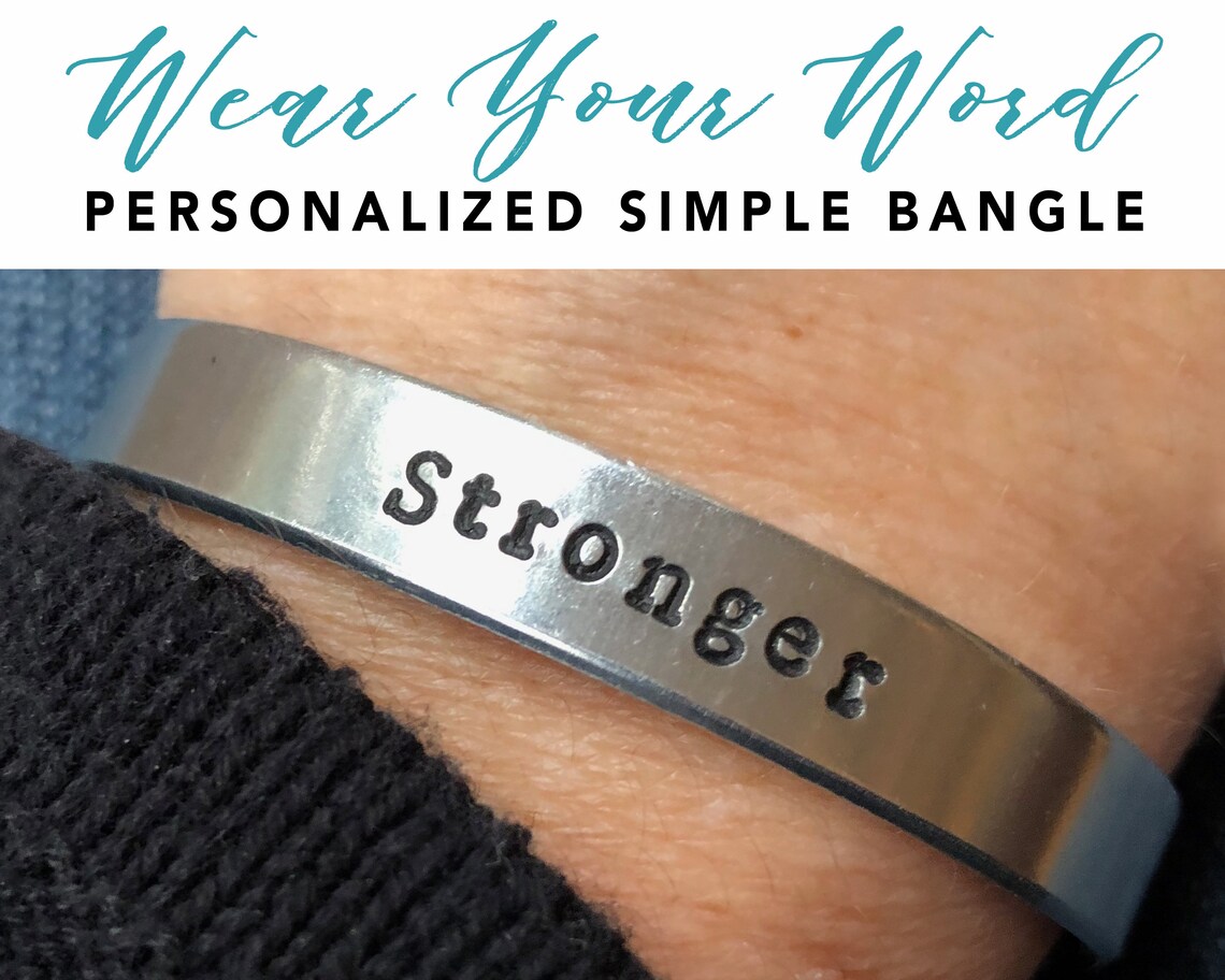 CUSTOM WORD Bangle - Simple "good Word" Bangle - Word of the Year ...