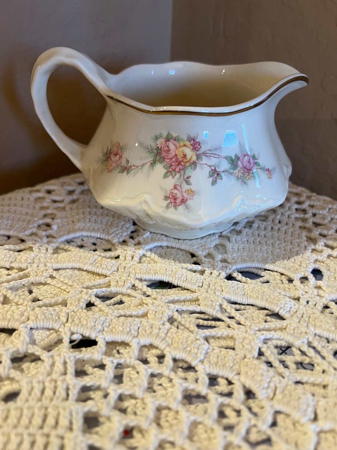 Homer Laughlin Virginia Rose Creamer Vintage With Blue, Pink, and ...