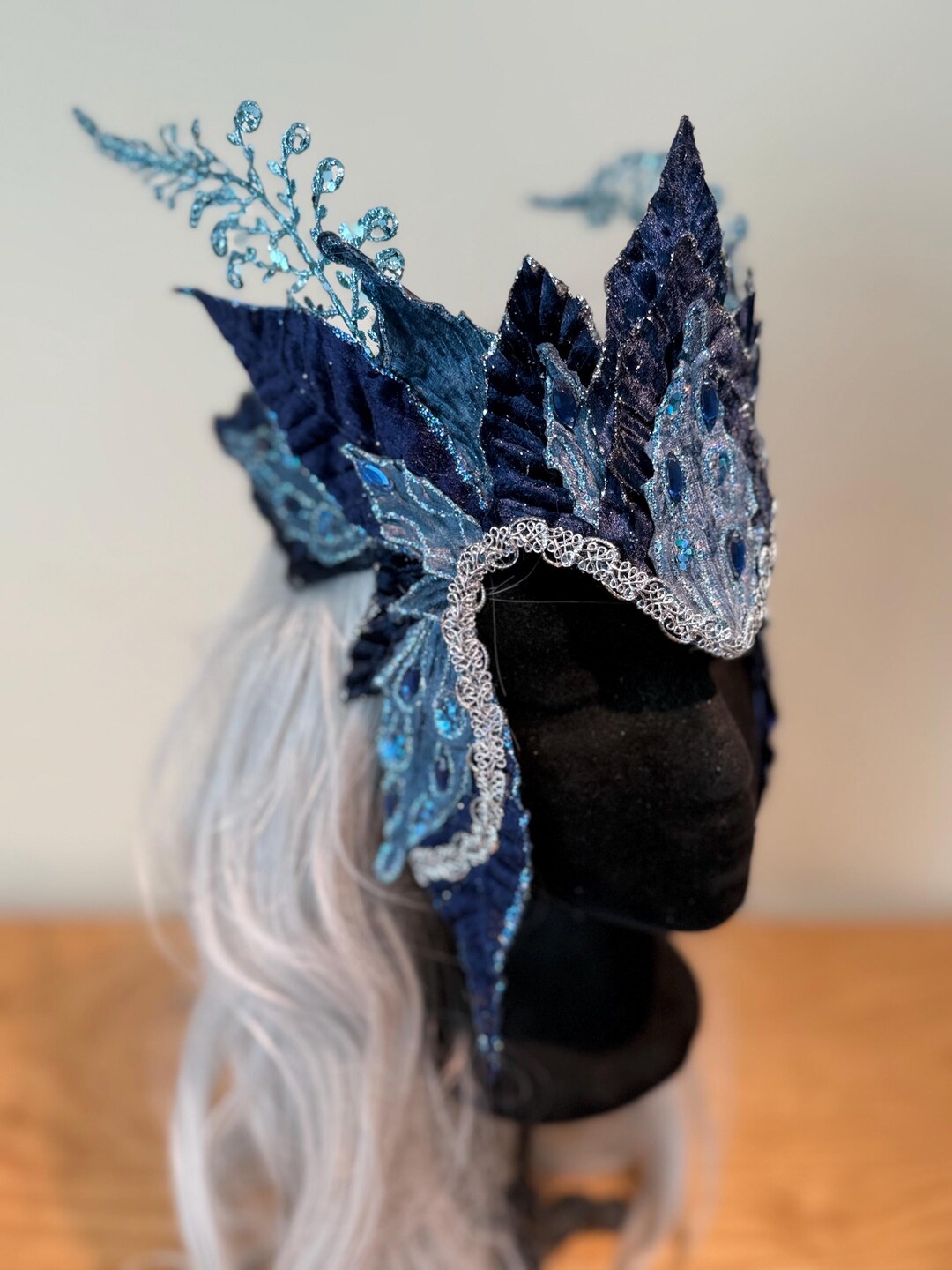 OOAK Midnight Blue Fae Goddess Fantasy Masquerade Headdress - Etsy