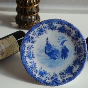 Blue Farm Rooster Plate for Dollhouse in 1/12 Scale. - Etsy