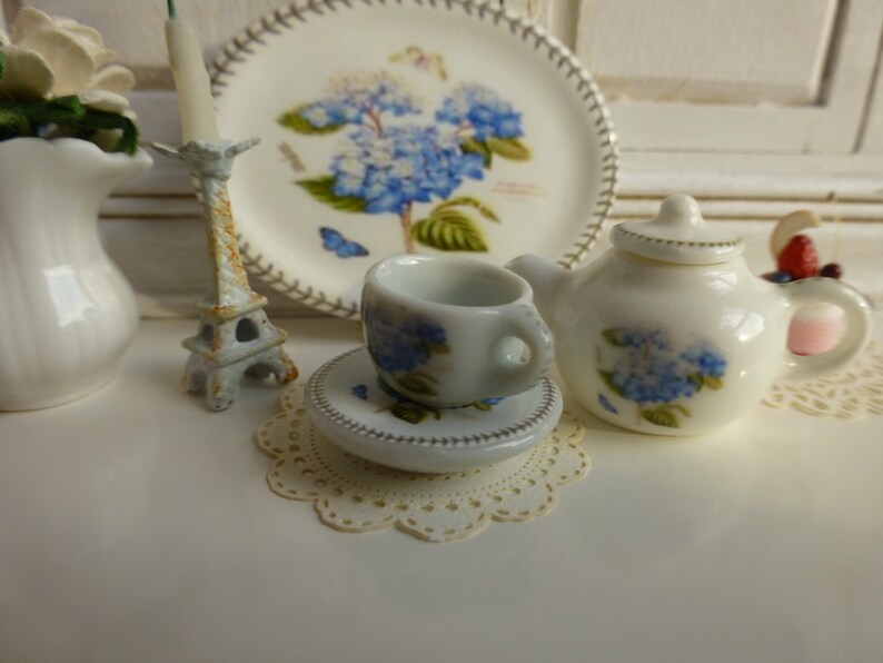 Hydrangeas Tea Cup and Saucer for Dollhouse - Etsy