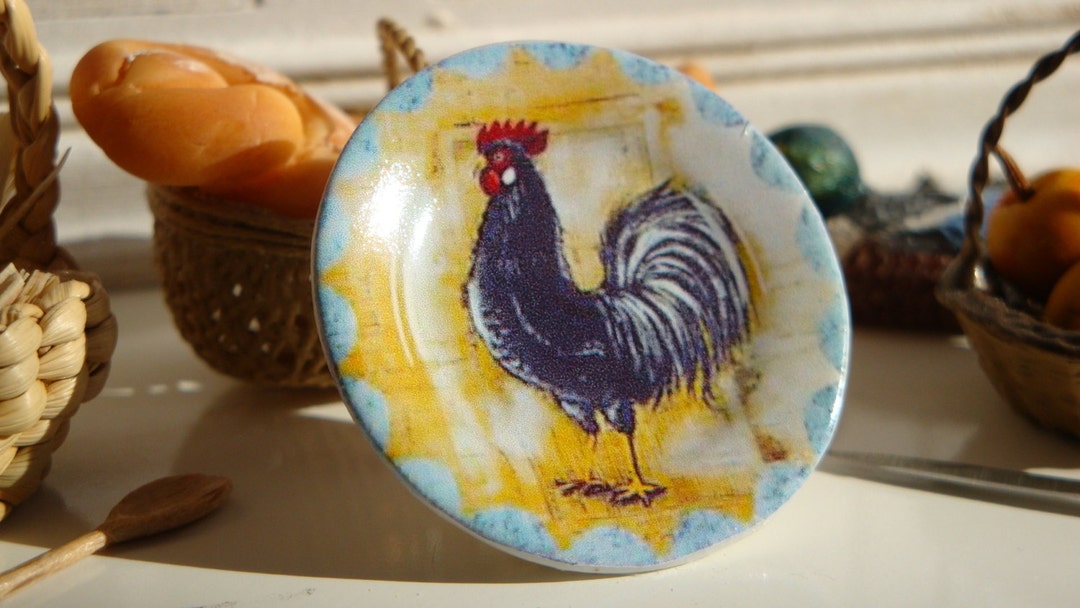 Vintage Country Blue Rooster Dollhouse Plate - Etsy