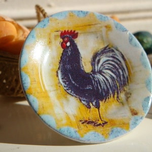 Vintage Country Blue Rooster Dollhouse Plate - Etsy