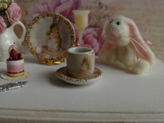 Tea Time for Peter Rabbit Dollhouse Miniature Mug & Saucer | Etsy