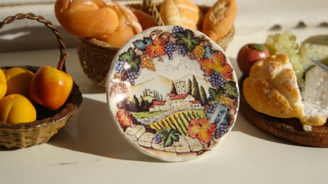 Italian Tuscan Landscape Plate for Dollhouse.handmade Dishes. Kitchen ...