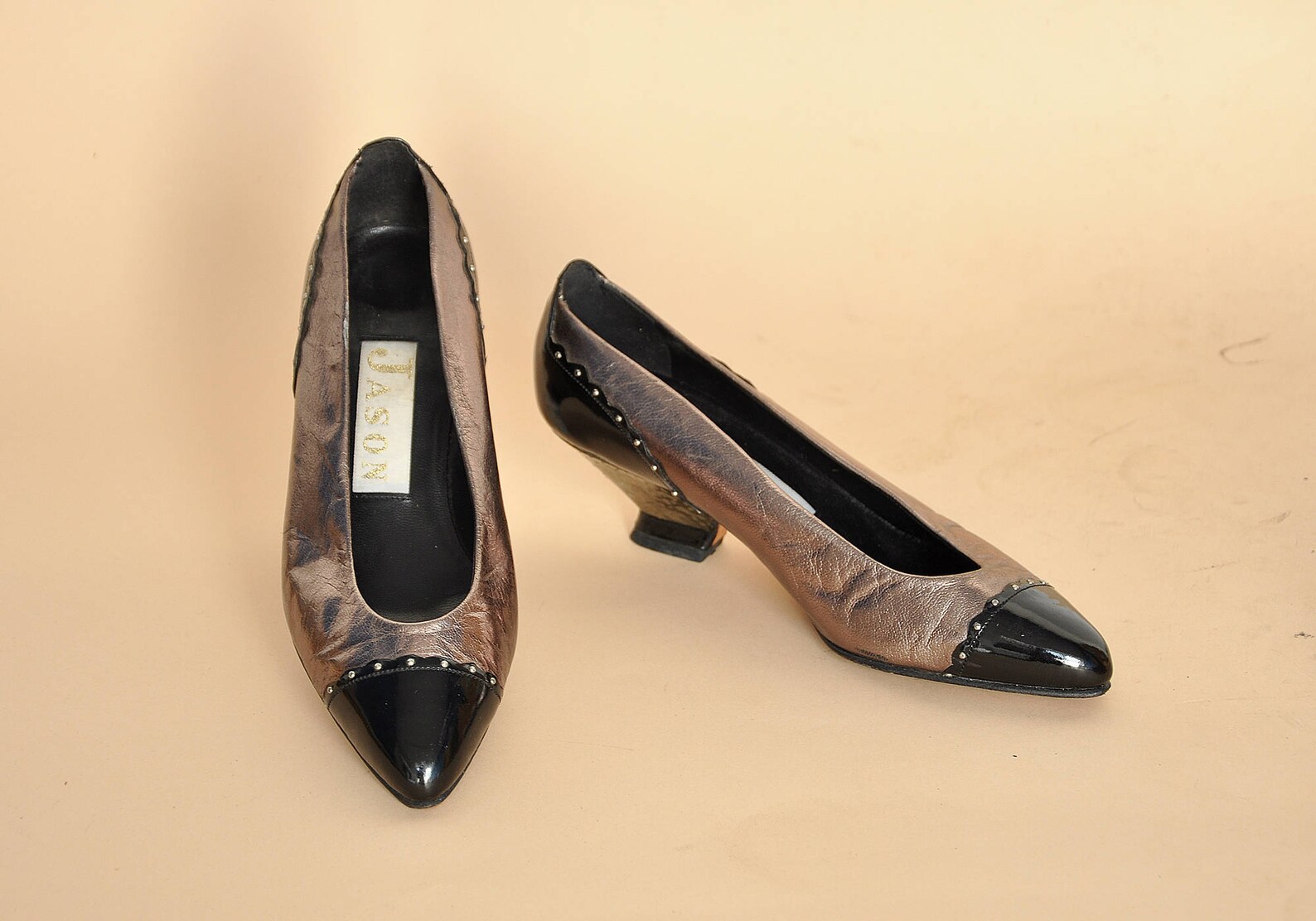 90s PATENT Pumps STUDED Pumps MOD Pumps Low Pumps Art Deco Pumps Retro ...