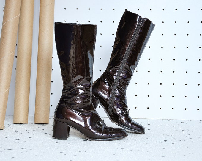 90s PATENT Leather Boots MOD Boots TALL Boots Patent Boots Retro Boots ...