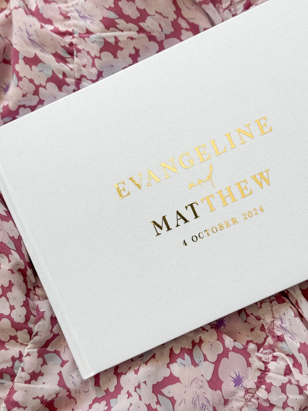 FRANKIE Personalised Linen Cover Wedding Guest Book Engagement Party ...