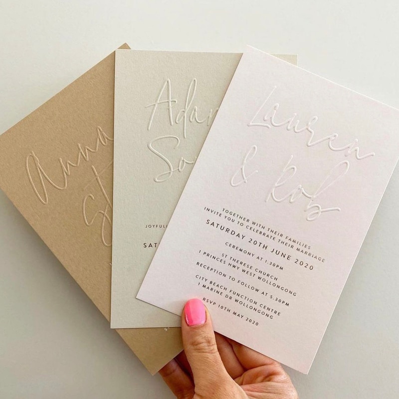 Embossed Wedding Invitations - Etsy