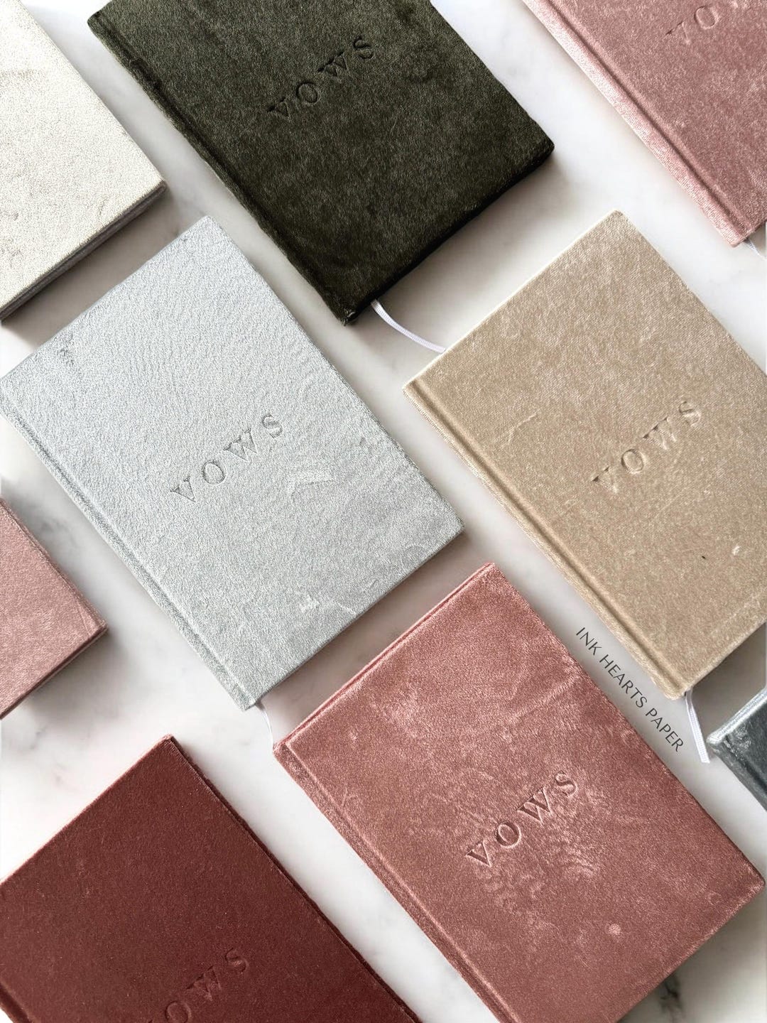 Velvet Vow Books Set of 2: Italian Silk, Debossed Wedding Notebooks - Etsy