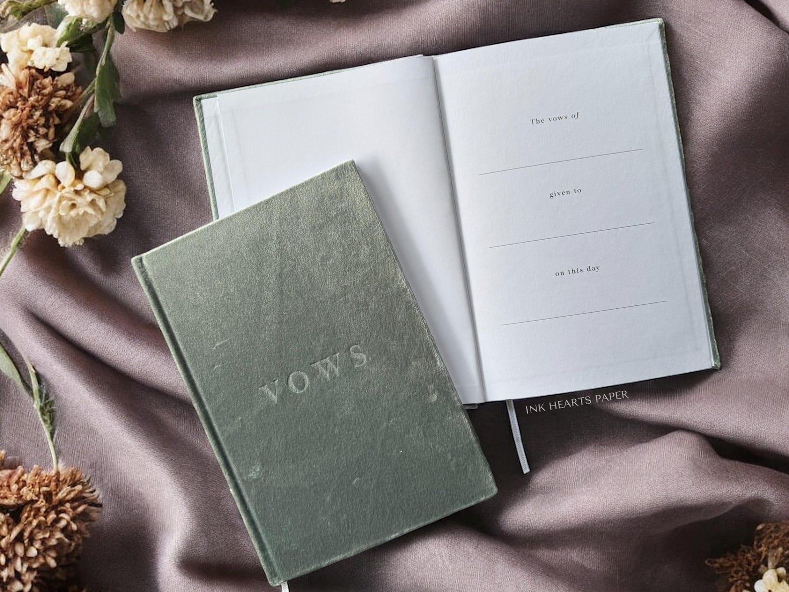 Velvet Vow Books Set of 2: Italian Silk, Debossed Wedding Notebooks - Etsy