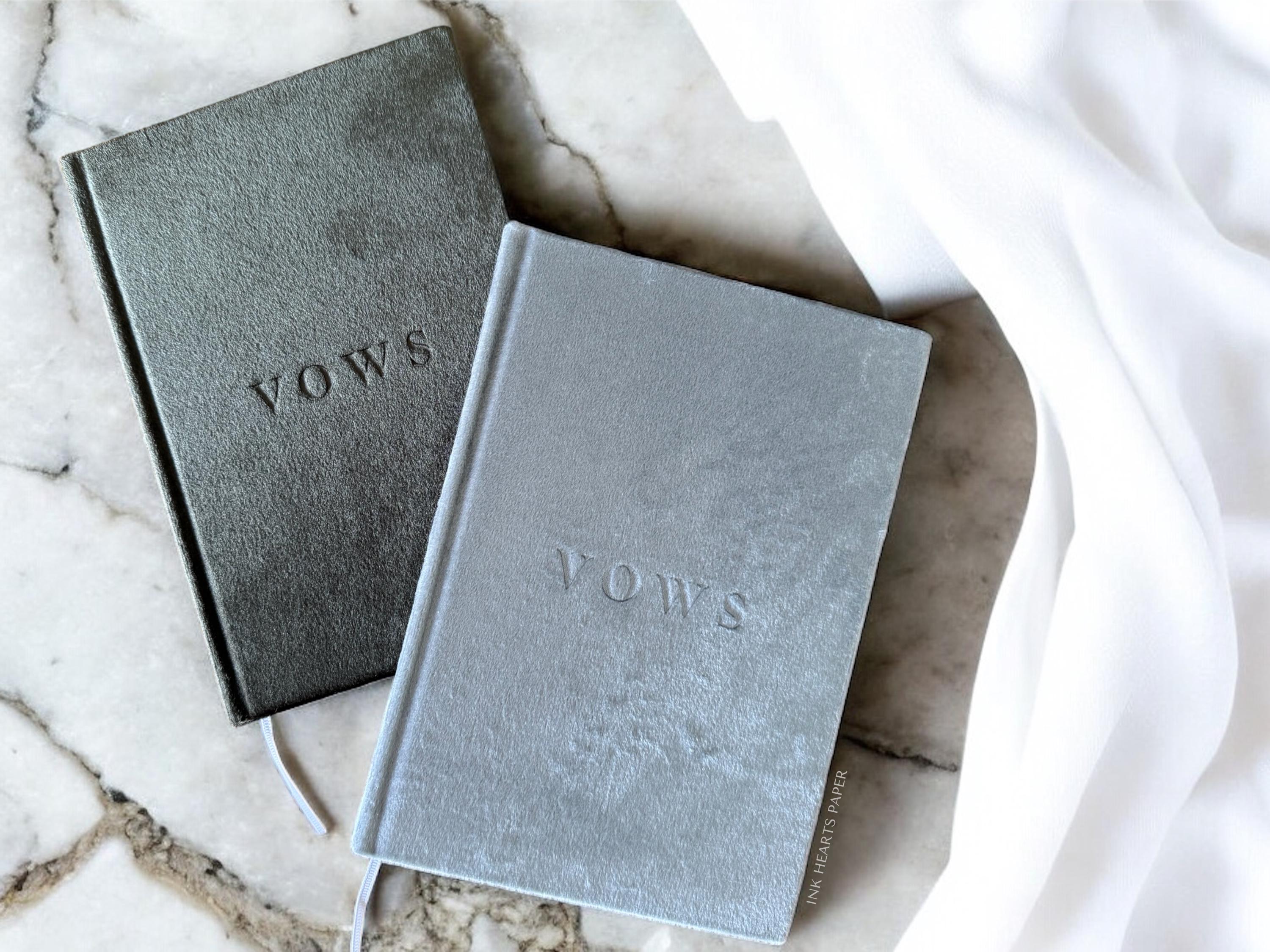 Velvet Vow Books Set of 2: Italian Silk, Debossed Wedding Notebooks - Etsy