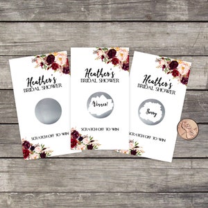 Bridal Shower Scratch off Game Cards, Fall, 10ct, Favor, Lottery ...