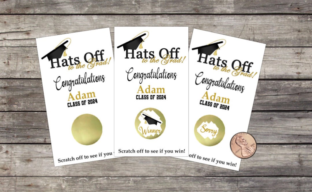 Graduation 2024 Party Scratch off Game Cards 10ct Gold Black, Grad ...