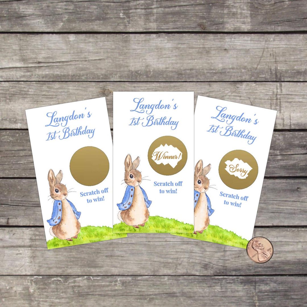 Peter Rabbit Birthday Scratch off Game Cards, Easter Raffle - Etsy