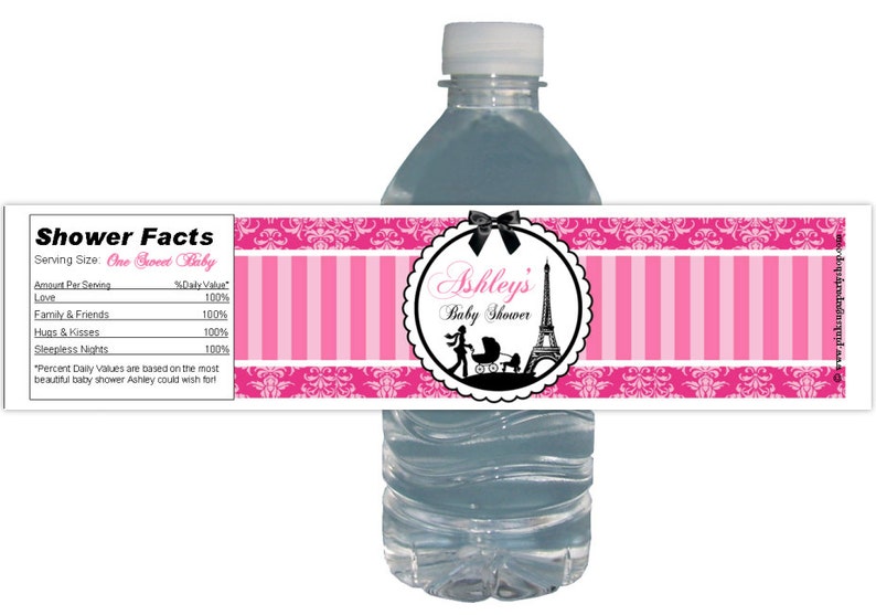 Paris Water Bottle Labels Pink Poodle Party Kids Birthday - Etsy