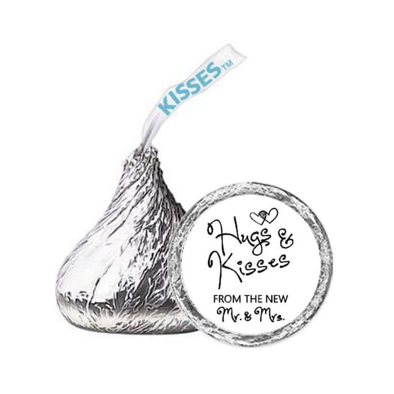 Bridal Shower Hershey Kisses® Labels, Hugs & Kisses, Mr + Mrs Wedding ...